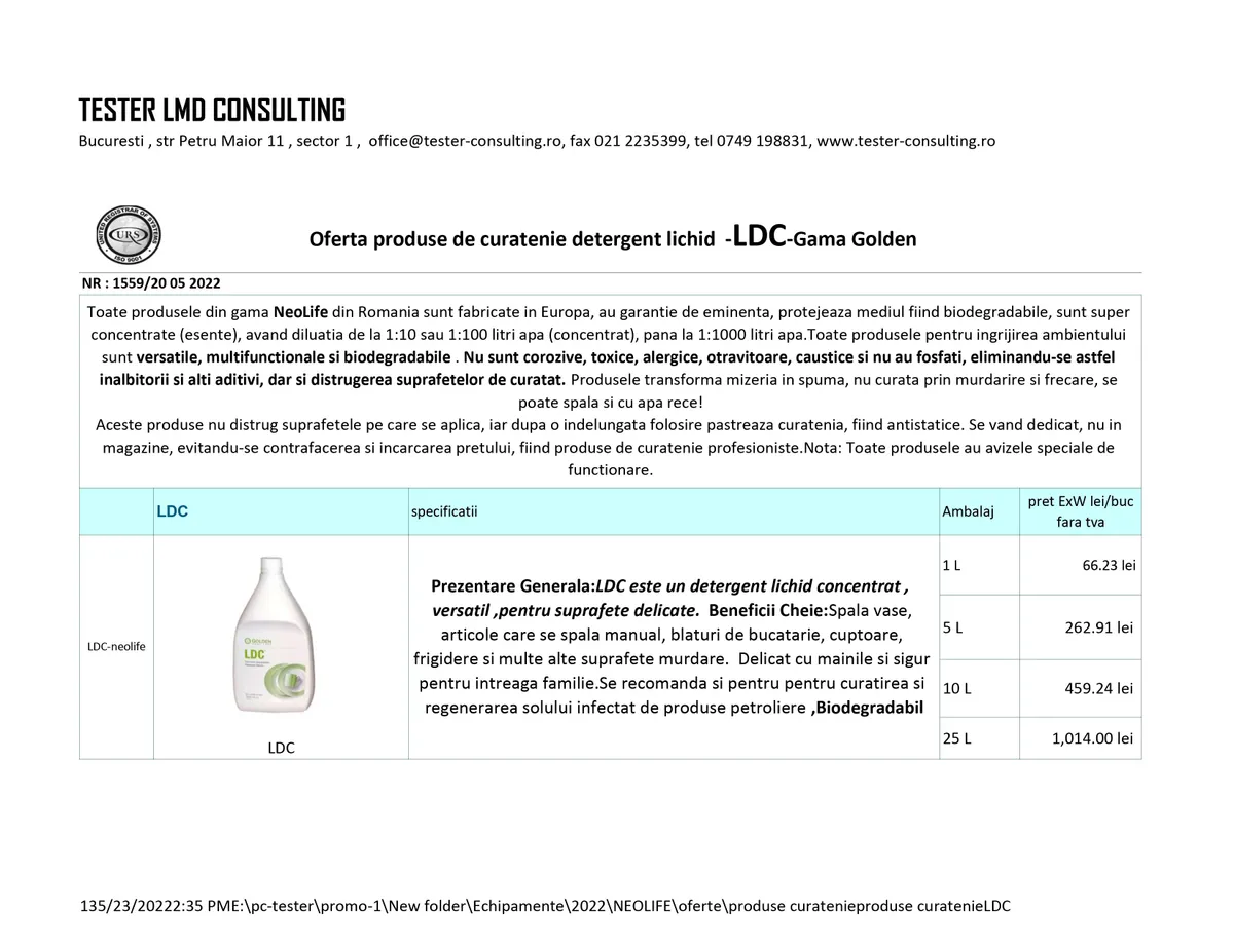 Produse de curatenie - Detergent lichid - LDC-Gama Golden | Ghidul ...